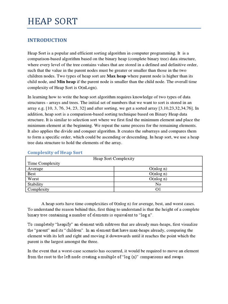 Group 1 - Heap Sort and Timsort | PDF | Algorithms And Data Structures | Computer Programming