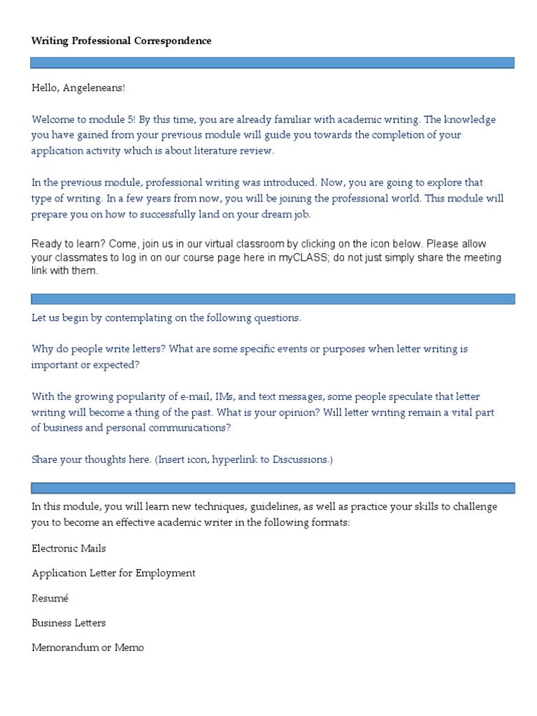 Writing Professional Correspondence | PDF | Résumé | Memorandum