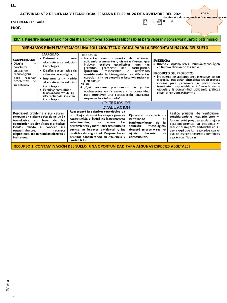 3° y 4° Sec. Semana 2 EDA 9 22 | PDF