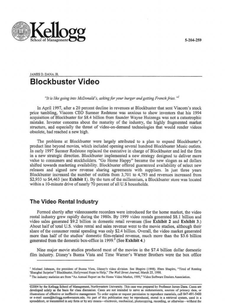 ECON511 Blockbuster Video | PDF | Retail | Videotape