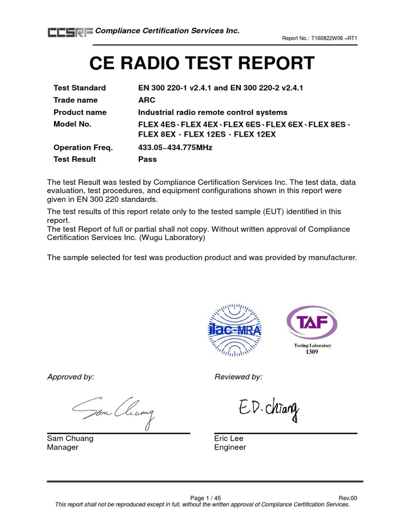 EN 300 220 Test Report For 433MHz | PDF | Bandwidth (Signal Processing ...