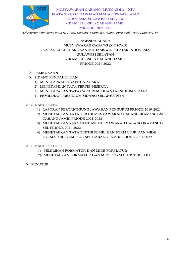 MUSCAB XIV IKAMI SUL-SEL Jambi 2021-2022 | PDF