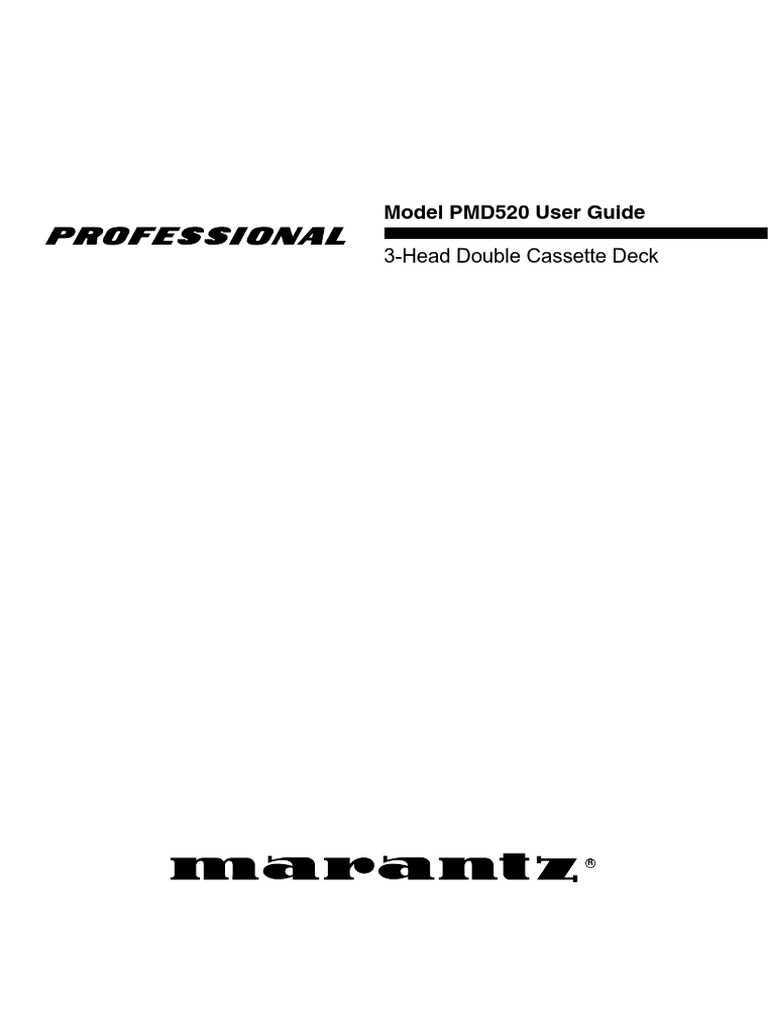 Marantz PMD 520 Owners Manual | PDF | Sound Production | Electromagnetism
