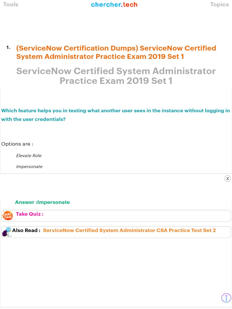 ServiceNow Certified System Administrator Practice Exam 2019 Set 1 ...