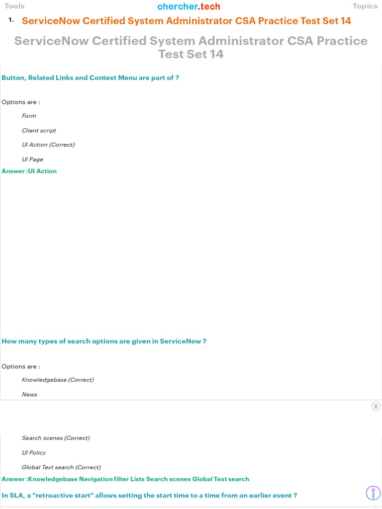 ServiceNow Certified System Administrator CSA Practice Test Set 14 | PDF