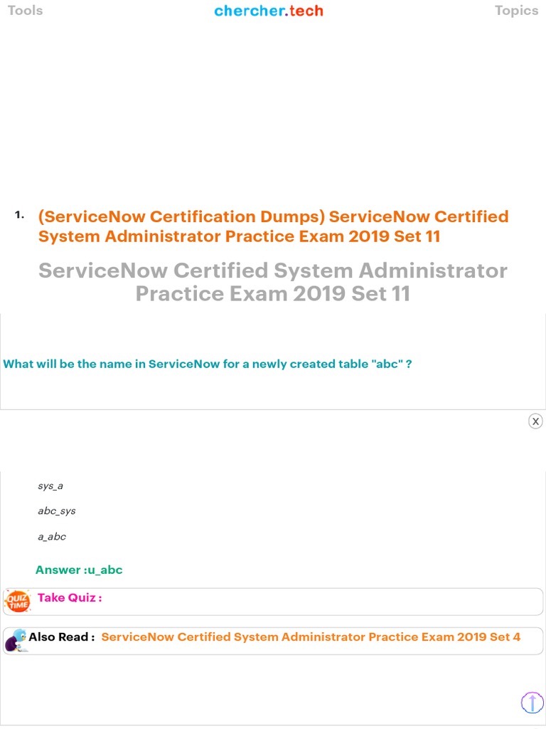 ServiceNow Certified System Administrator Practice Exam 2019 Set 11 ...
