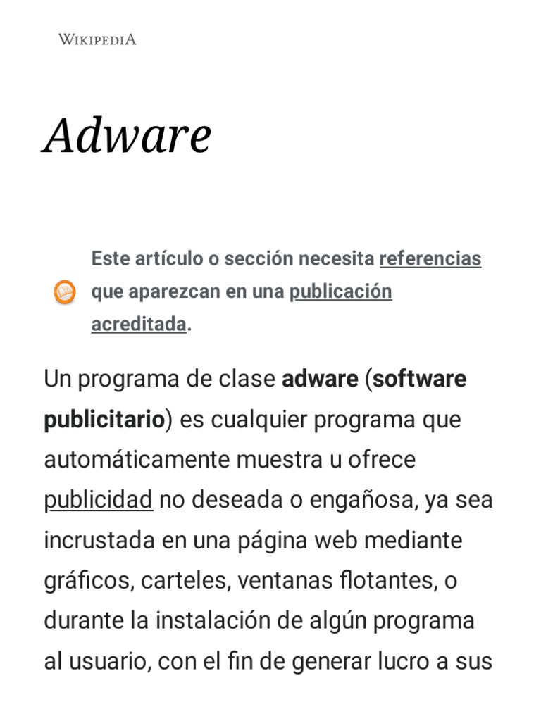Adware - Wikipedia, La Enciclopedia Libre | PDF | Internet y web | Red mundial