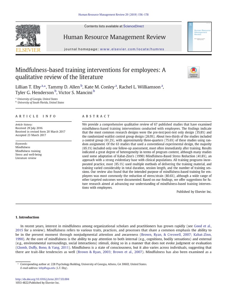 Human Resource Management Review | PDF | Mindfulness | Therapy