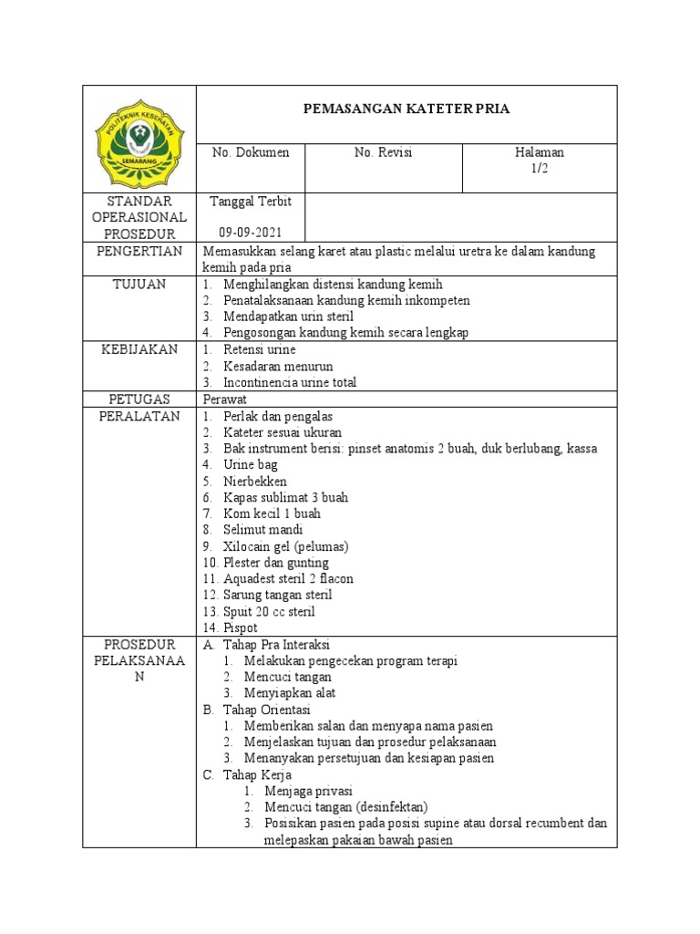 Sop Pemasangan Kateter Pria | PDF