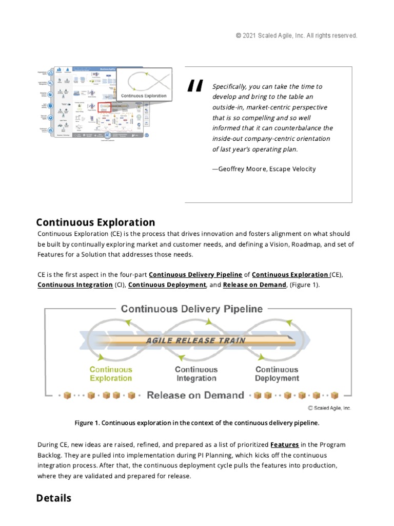 Continuous Exploration Scaled Agile Framework Pdf Agile Software