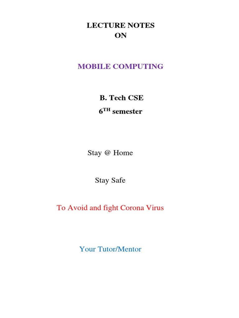 Mobile Computing Unit-II 6th Sem Cse | PDF | Internet Protocol Suite | Channel Access Method