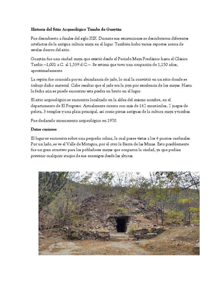 Sitio Arqueológico Tumba de Guaytán | PDF