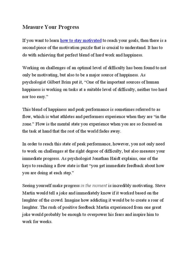 Measure Your Progress: How To Stay Motivated | PDF | Lifestyle