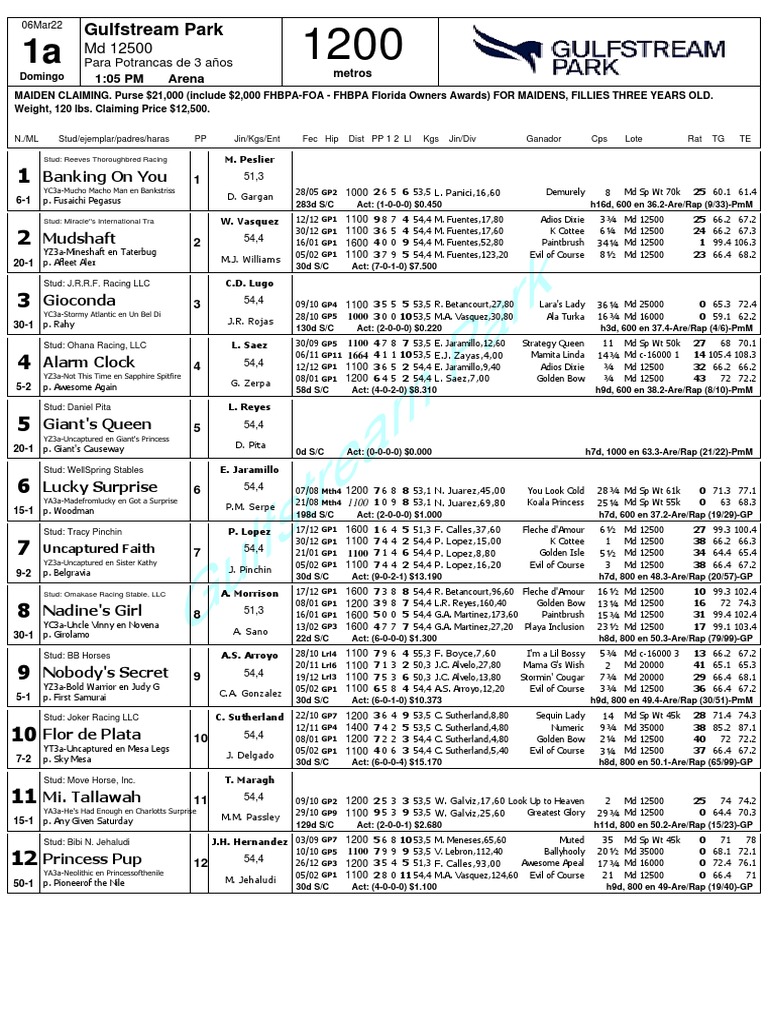 1 - Gulfstream Park RETROSPECTO | PDF | Horse Racing | American Racehorses