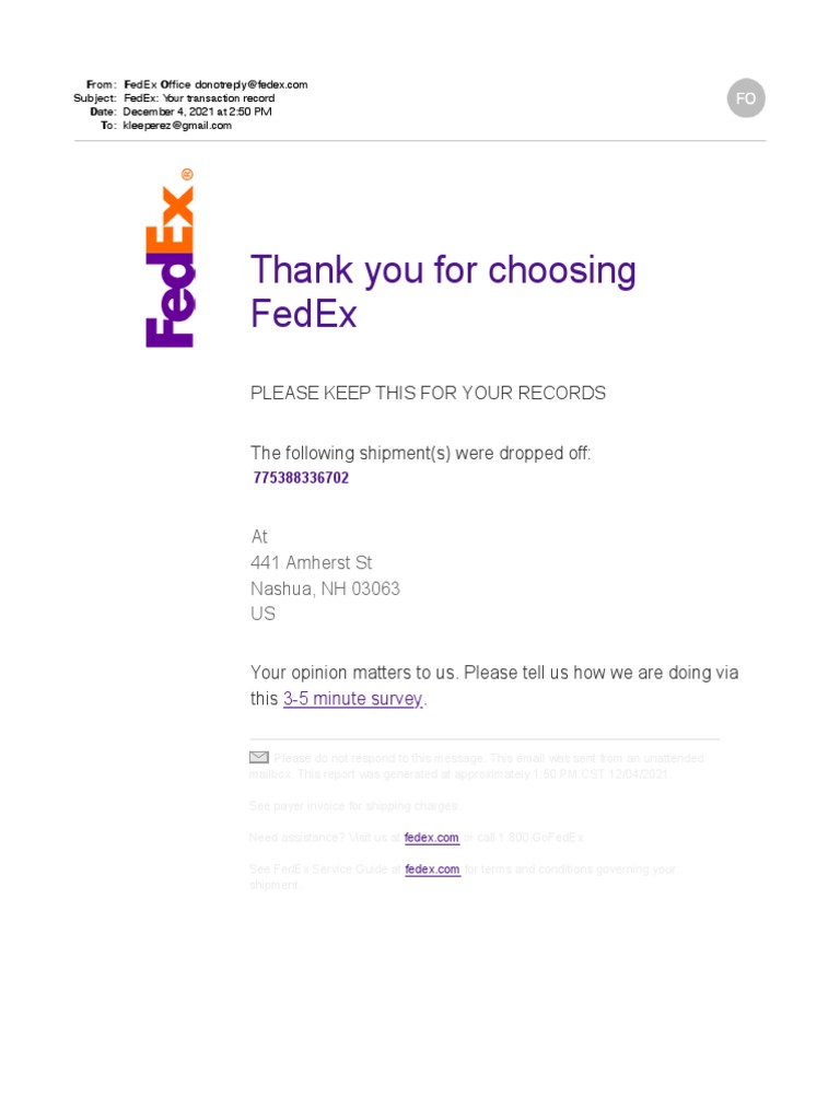 FedEx Your Transaction Record | PDF