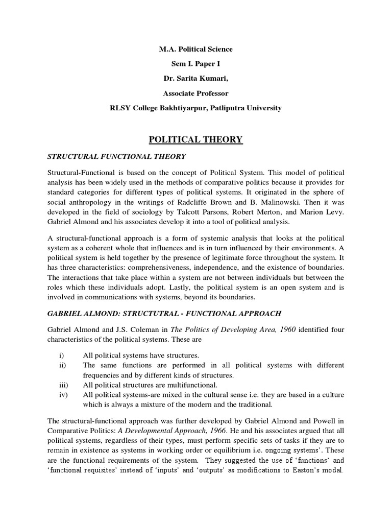 Gabriel Almond | PDF | System | Socialization