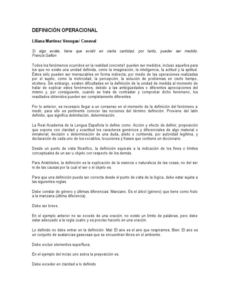 Definición Operacional | PDF | Business