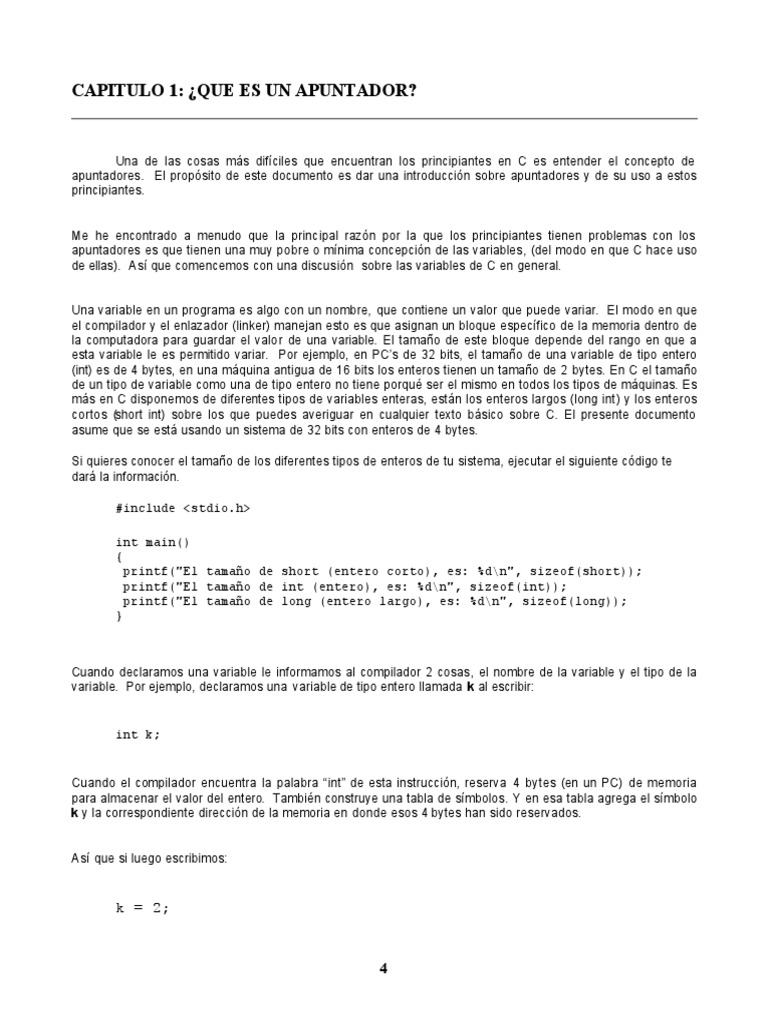 Apuntadores | PDF | Puntero (Programación de computadora) | Compilador