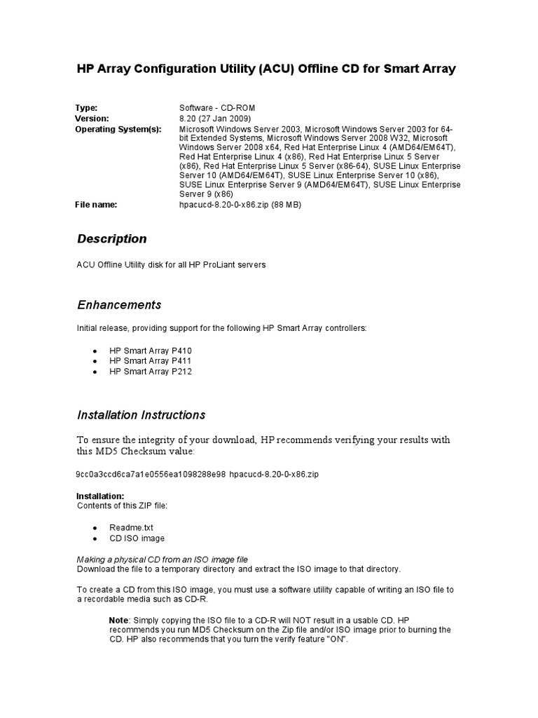 Hp Proliant Offline Array Configuration Utility Iso - heretload