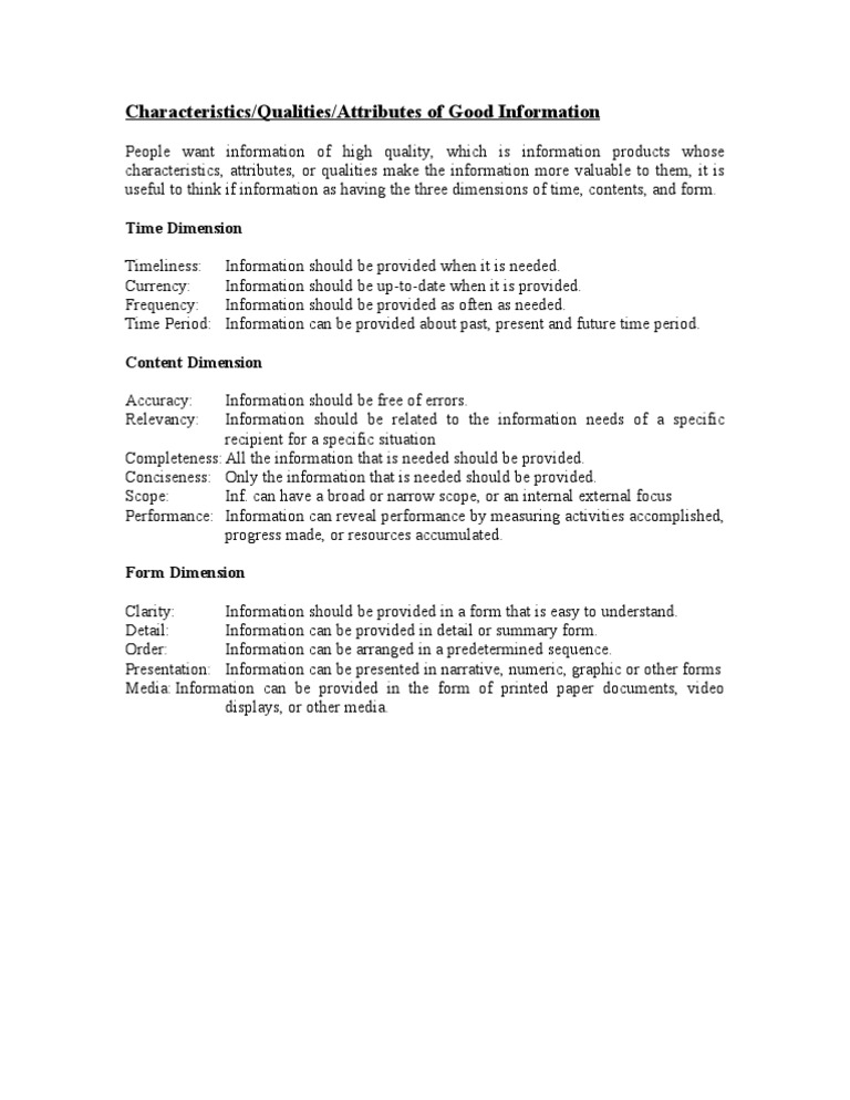 Qualities of Good Information Explained | PDF | Information | Communication