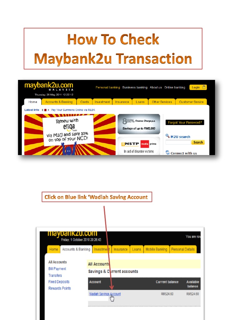 Check Maybank2u Transaction History | PDF