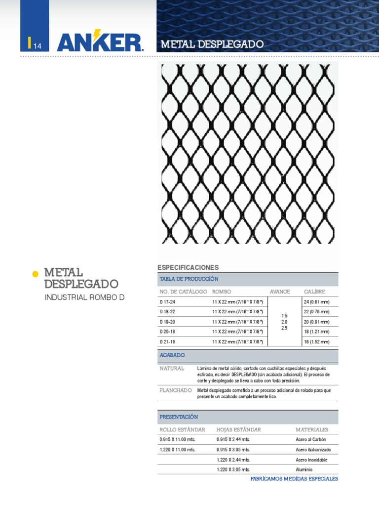 Ficha Tecnica Malla Desplegada Pdf