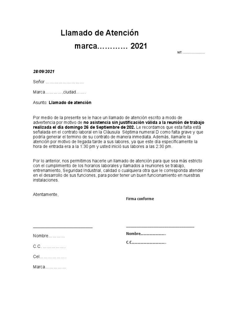 Llamado de Atención | PDF