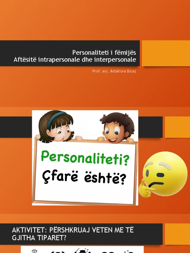 Personaliteti I Fëmijës Aftësitë Intrapersonale Dhe Interpersonale | PDF