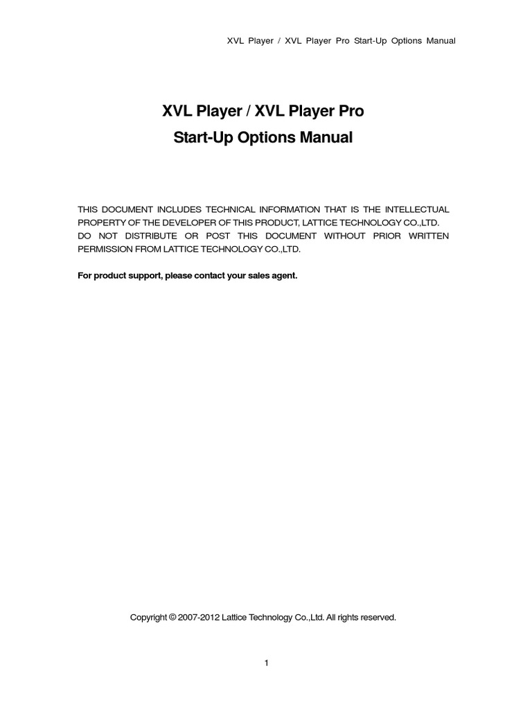 XVL Player / XVL Player Pro Start-Up Options Manual: For Product ...