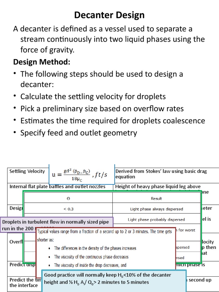 Decanter Design | PDF | Emulsion | Drop (Liquid)