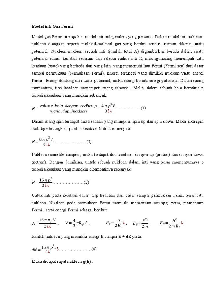 Model Inti Gas Fermi | PDF