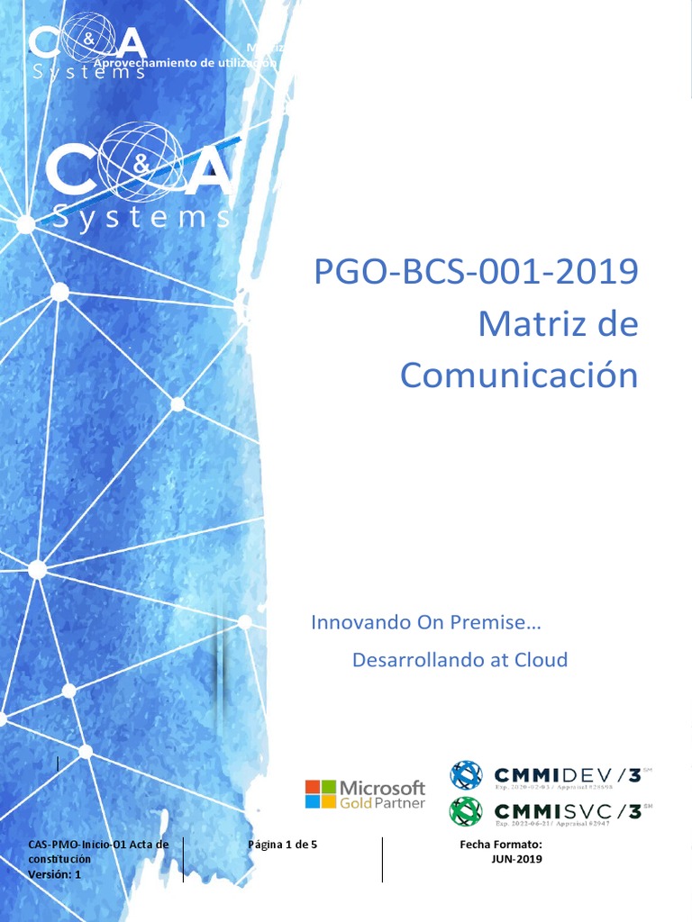 PGO-BCS-001-2019 Matriz de Comunicacion | PDF