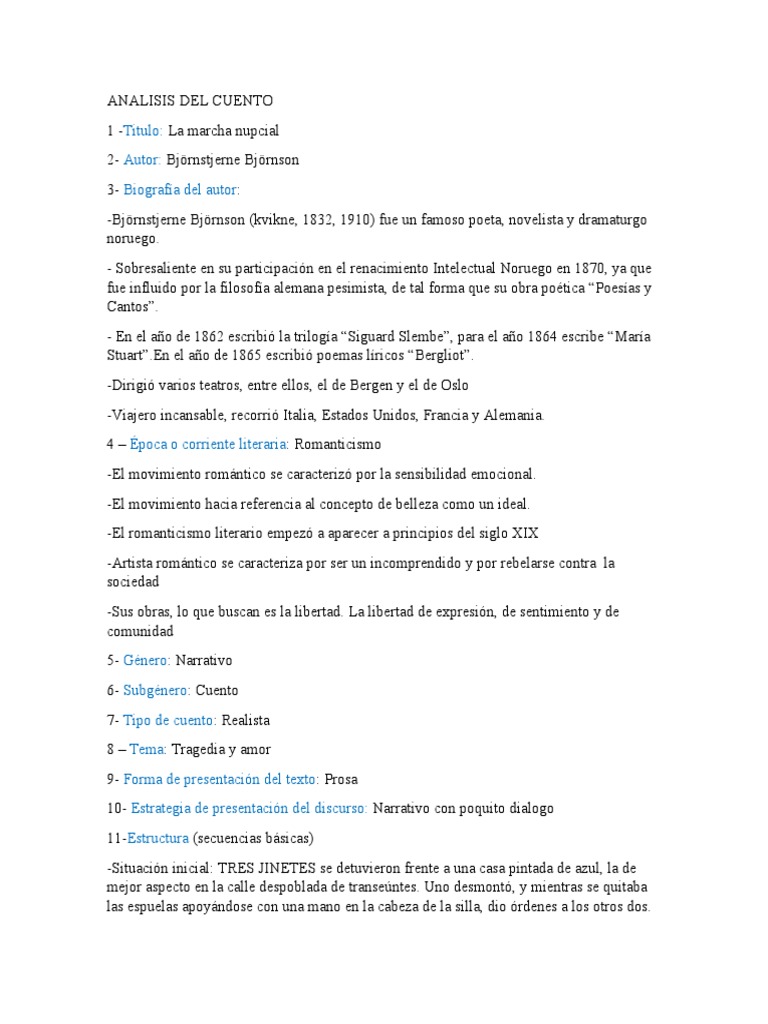 Analisis Del Cuento | PDF | Romanticismo | Poesía