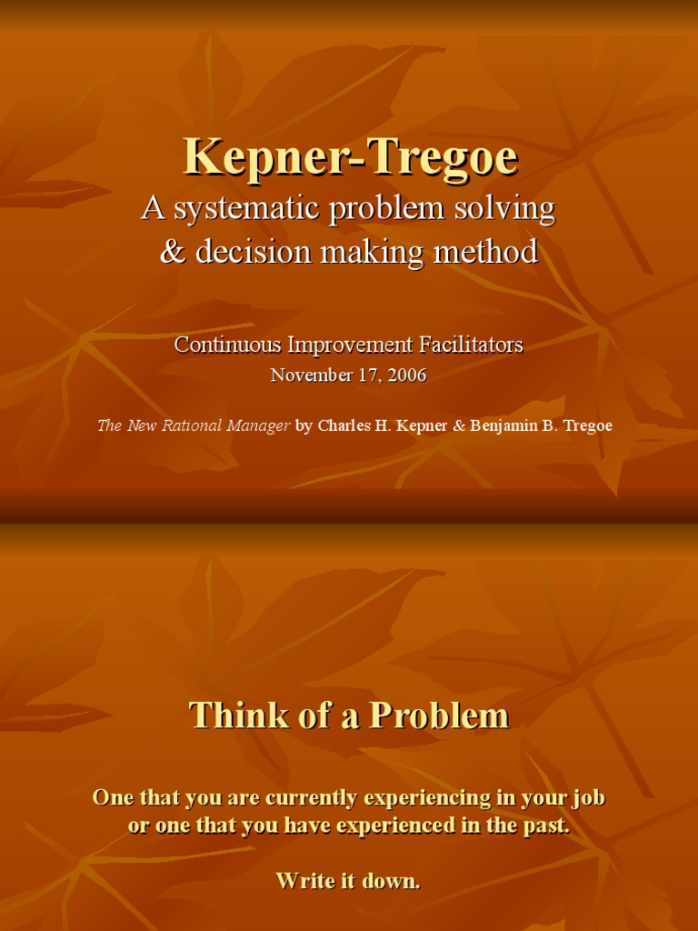 Kepner Tregoe | PDF | Risk | Cognition