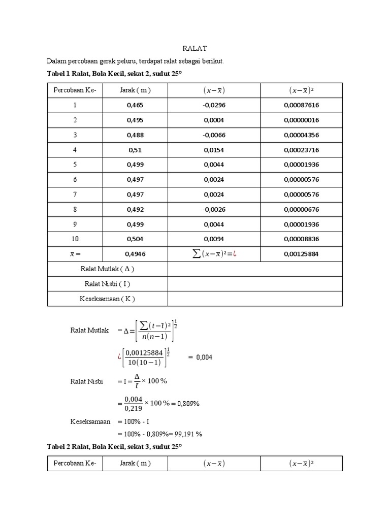 RALAT Jarak Tabel | PDF