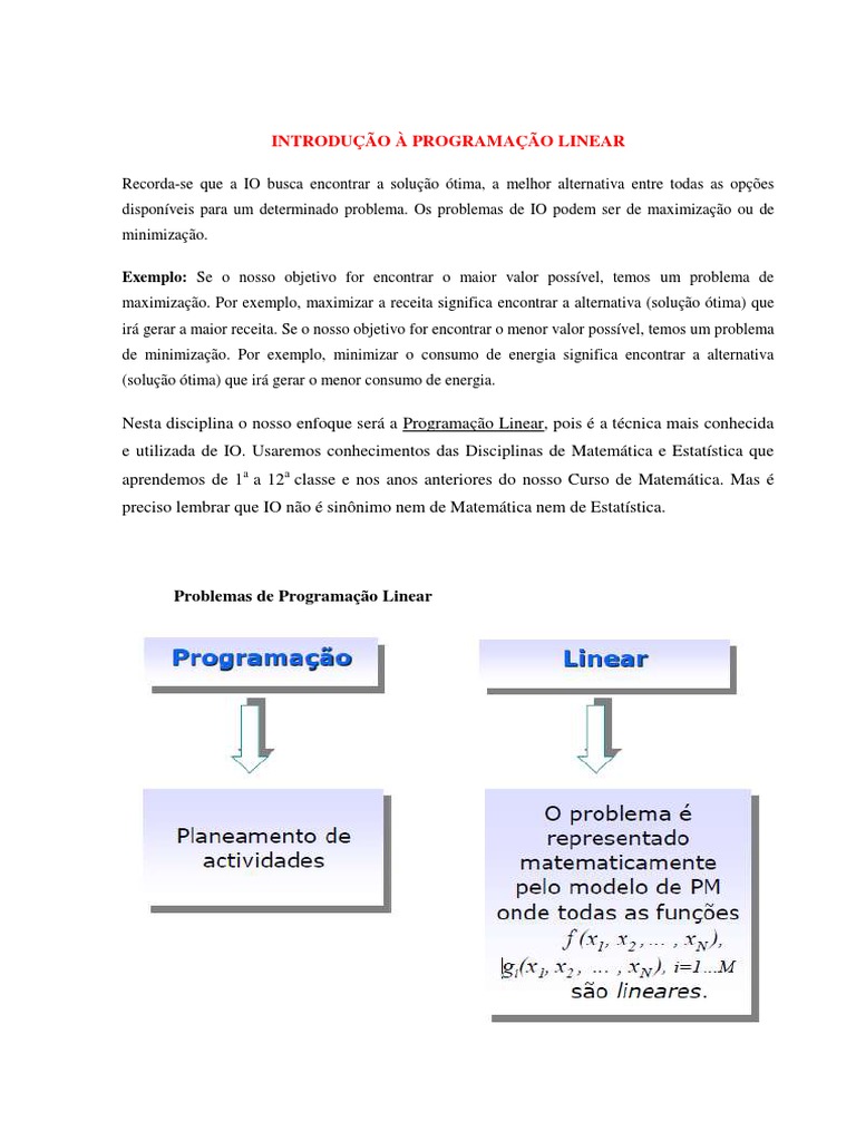 Aula 2 - Introducao A Programacao Linear | PDF | Programação linear ...
