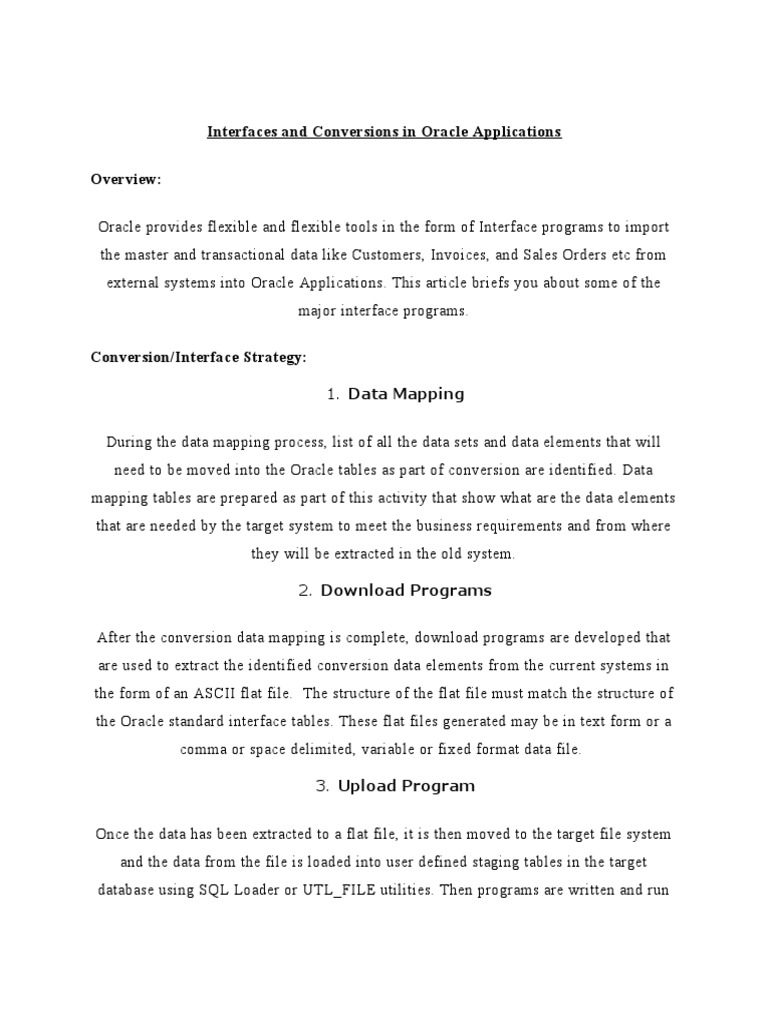 Oracle Interface and Conversions | PDF