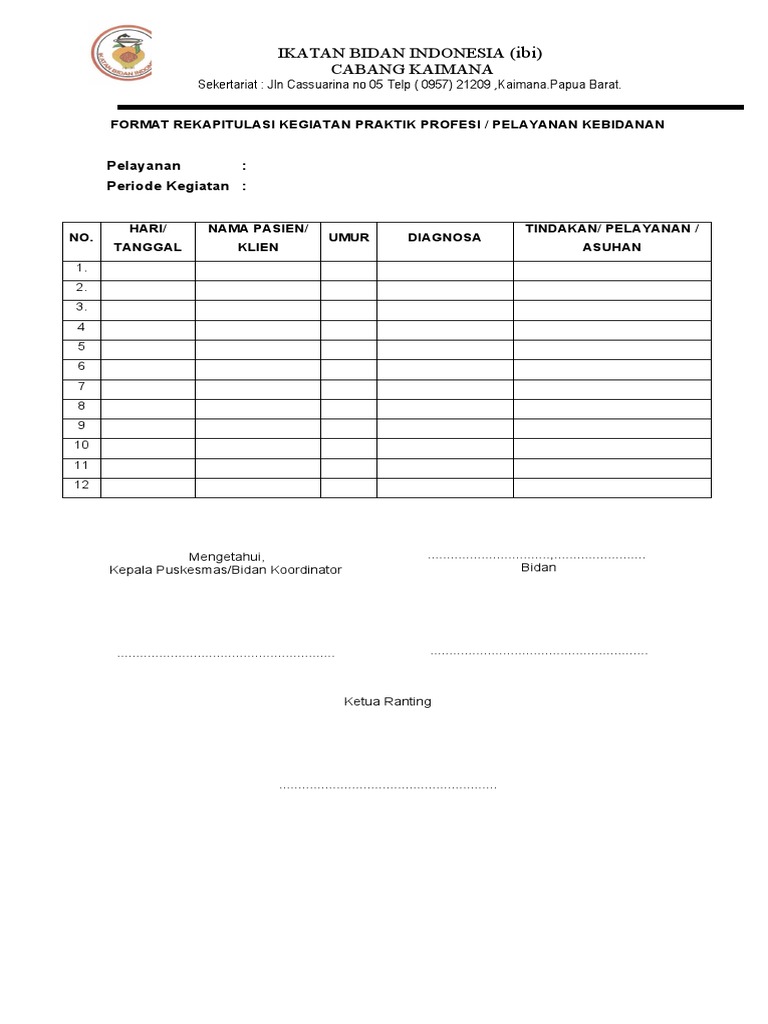 Form Rekap Borang PKB Siporlin | PDF