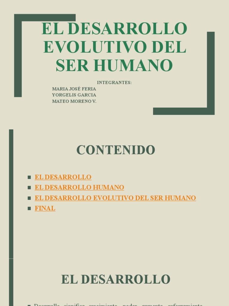 El Desarrollo Evolutivo Del Ser Humano | PDF | Adultos | Evolución