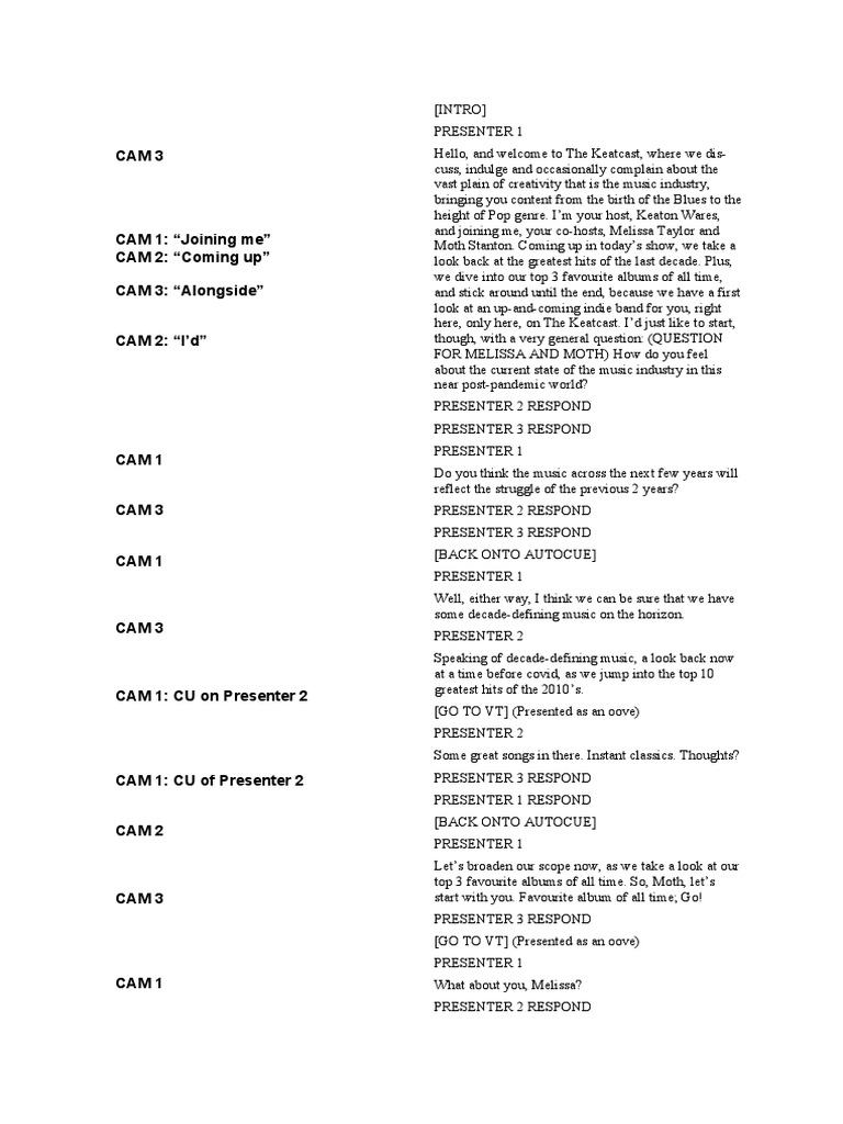 Camera Script - Final | PDF