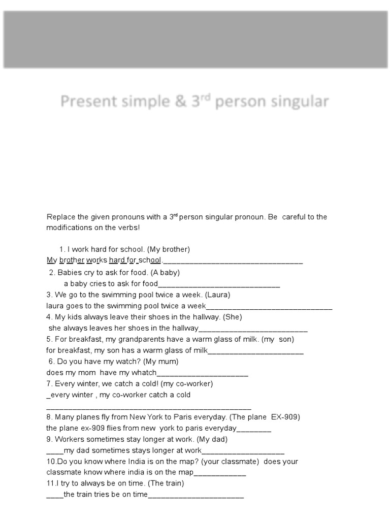 Simple-Present-Tense-In-3rd-Person-Singular - Students' Version | PDF ...