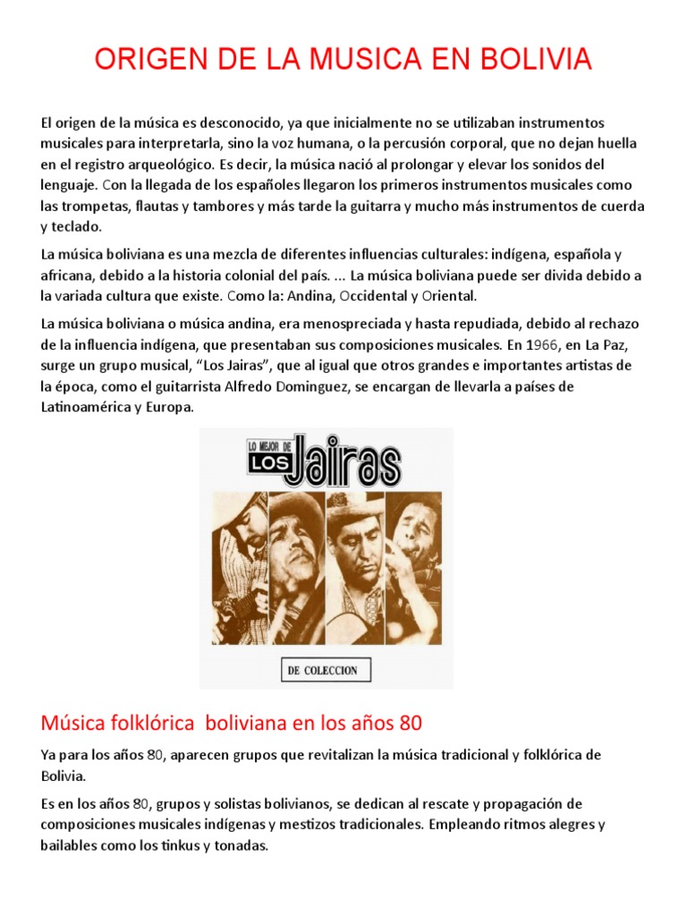 Origen de La Musica en Bolivia | PDF