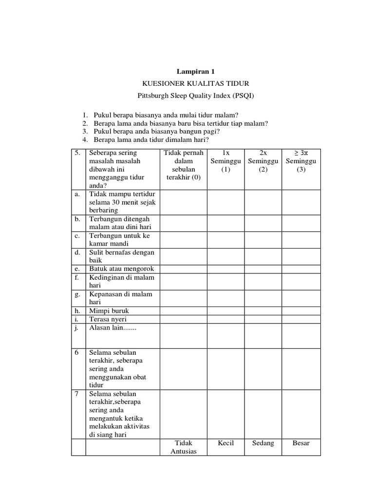 Kuesioner Psqi | PDF