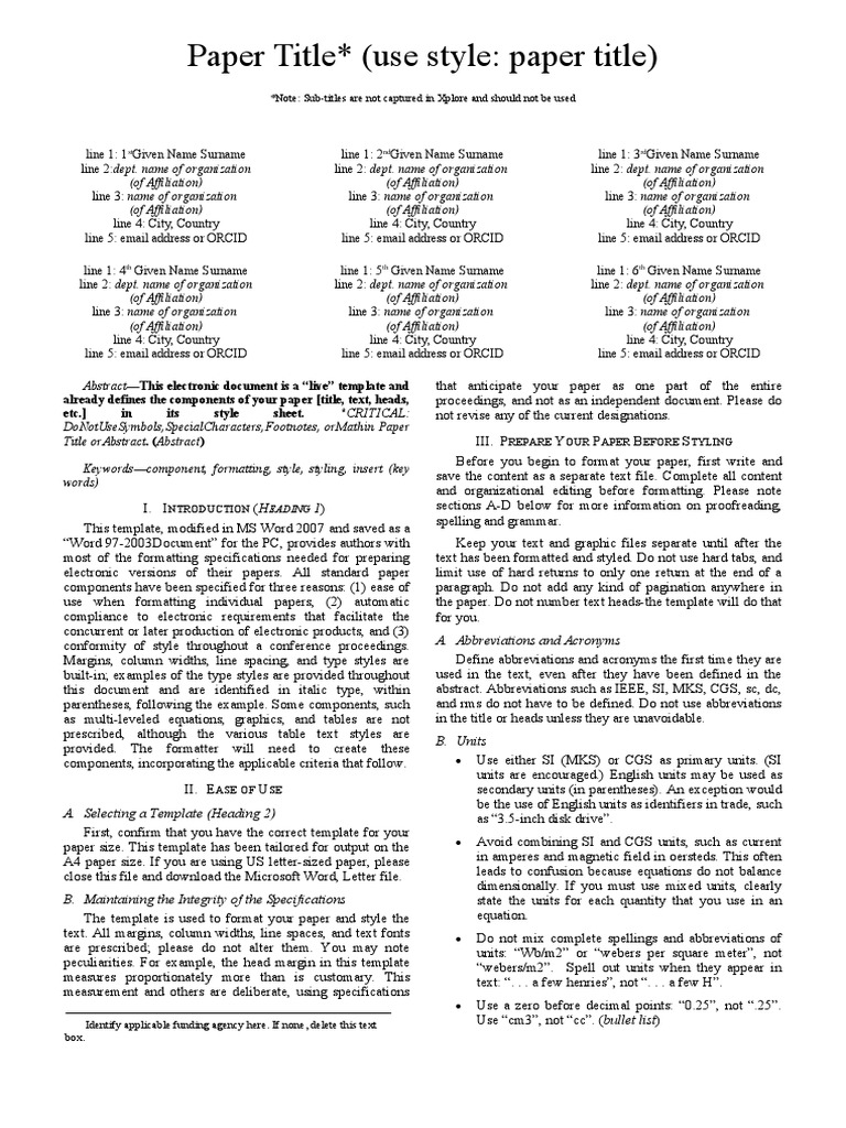 IEEE Conference Template (A4) | PDF | International System Of Units ...