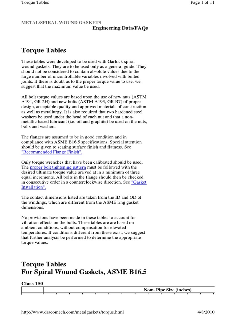 Torque Tables: Engineering Data/Faqs | PDF | Screw | Nut (Hardware)