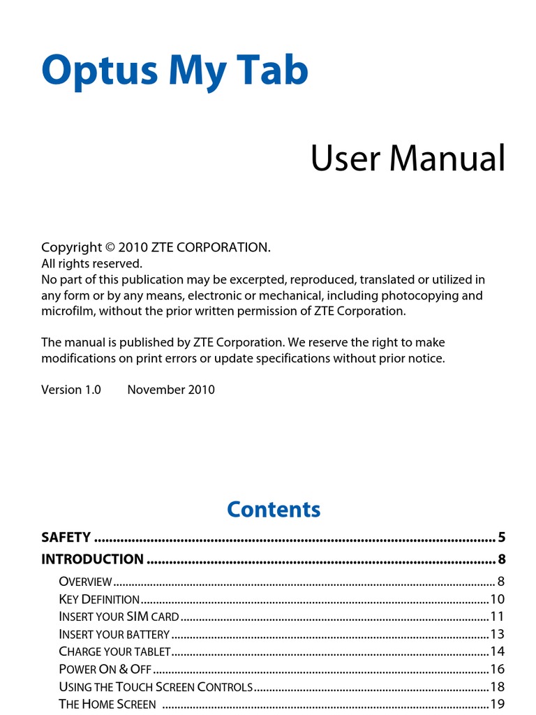 Optus My Tab Android Tablet (ZTE V9) Manual | PDF | Gmail | Http Cookie