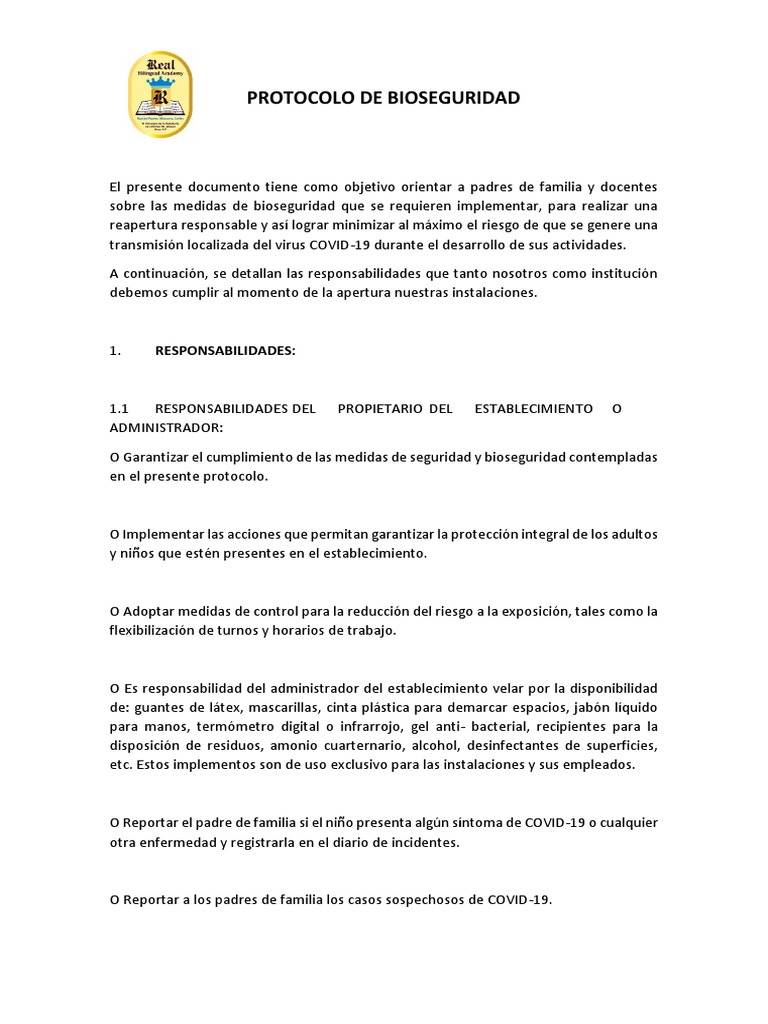 Protocolo de Bioseguridad | PDF | Lavado de manos | Hipertensión