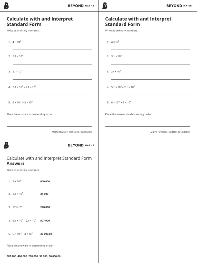 Standard Form Calculation Guide | PDF