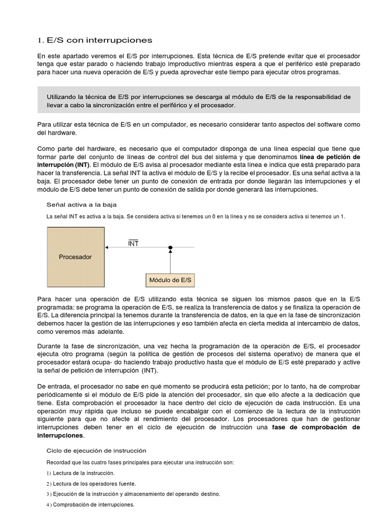 E S Interrupciones | PDF | Unidad Central de procesamiento | Almacenamiento de datos de la ...