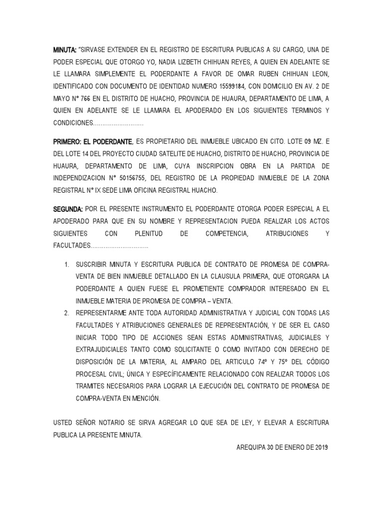 Minuta Poder Especial | PDF